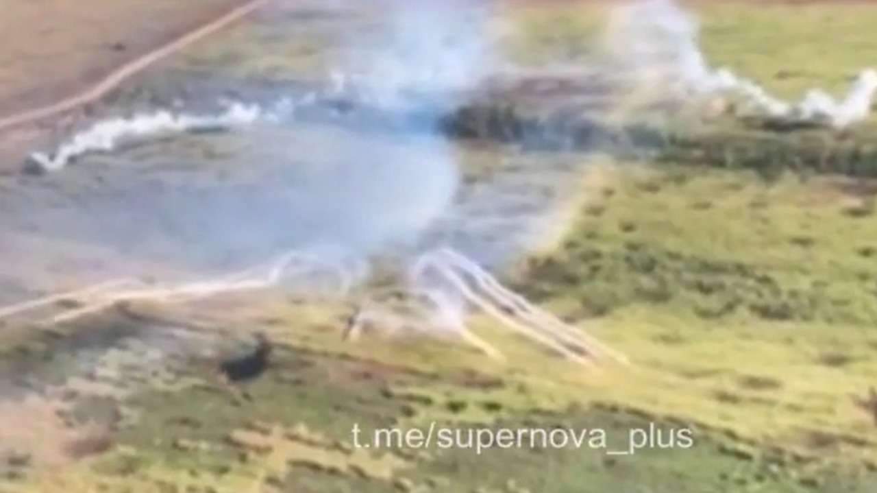 Hind Helicopter Fires Rockets and Flares