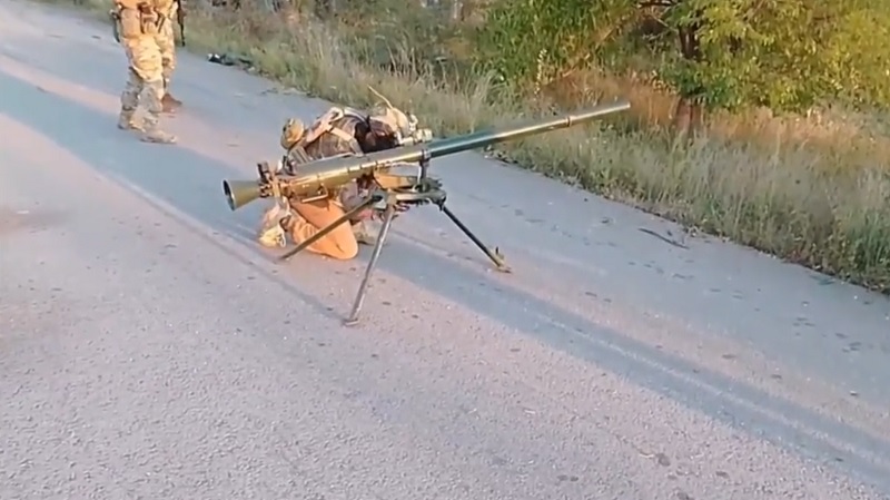 Sheikh Mansur Battalion Shells Russian Positions with Recoilless Rifles