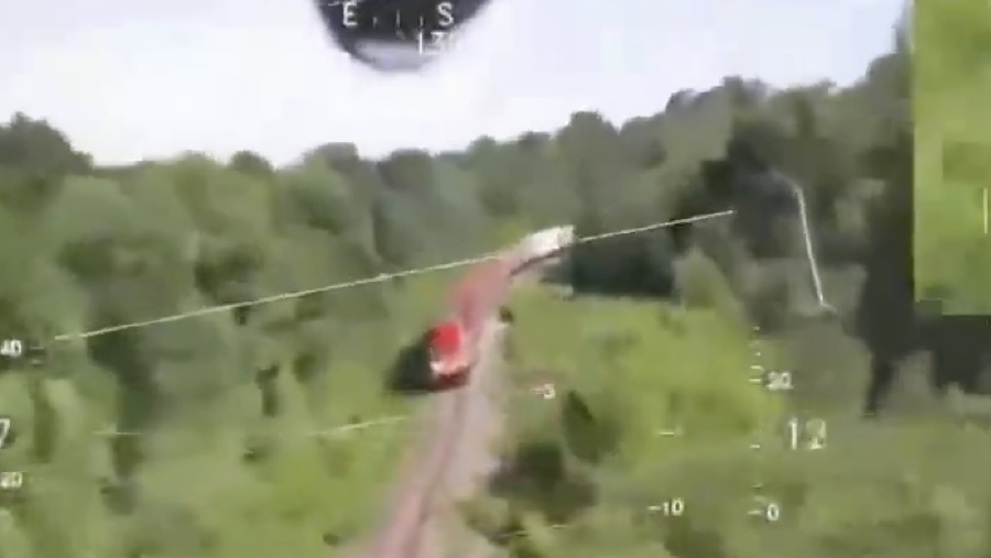 Drone Smokes Russian Train Head-On