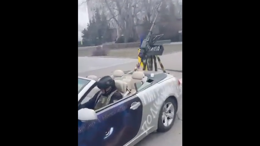 Ukrainians Mount .50 Cal Machine Gun To BMW Drop Top
