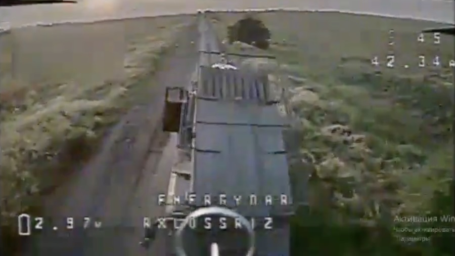 Fully Loaded Grad Launcher Bursts After Strike