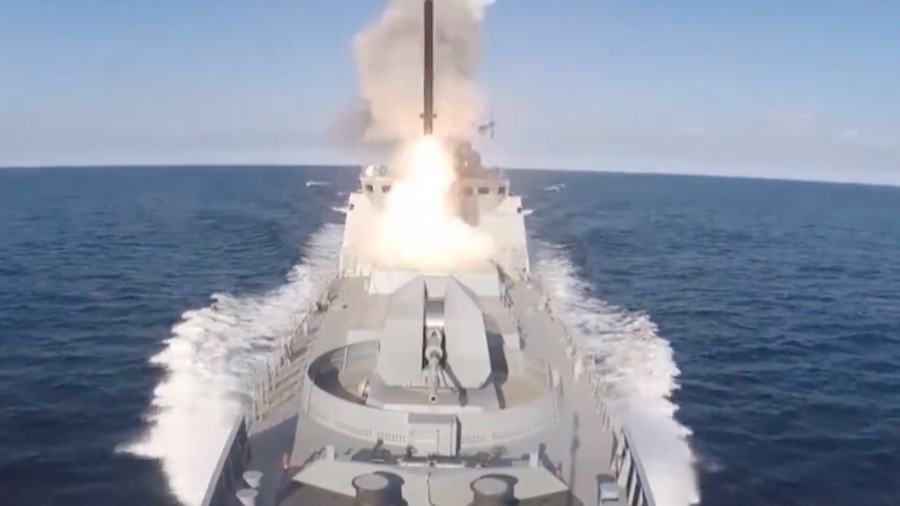 Russian Frigate Launches Kalibr Cruise Missile On The Move