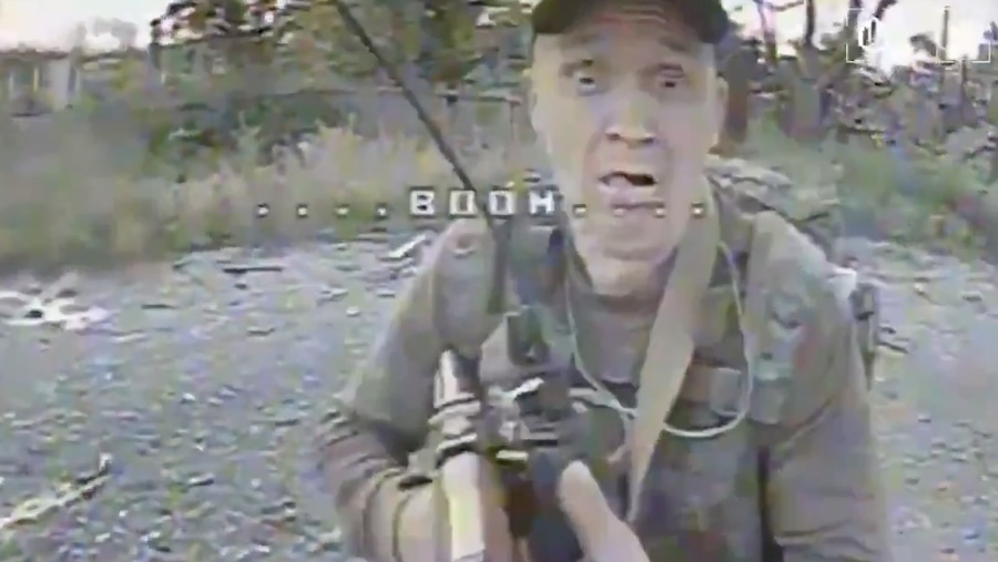 Russian Confronted By Bomb Drone