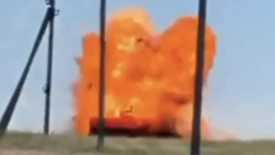 Russian Fuel tanker Takes Direct Hit