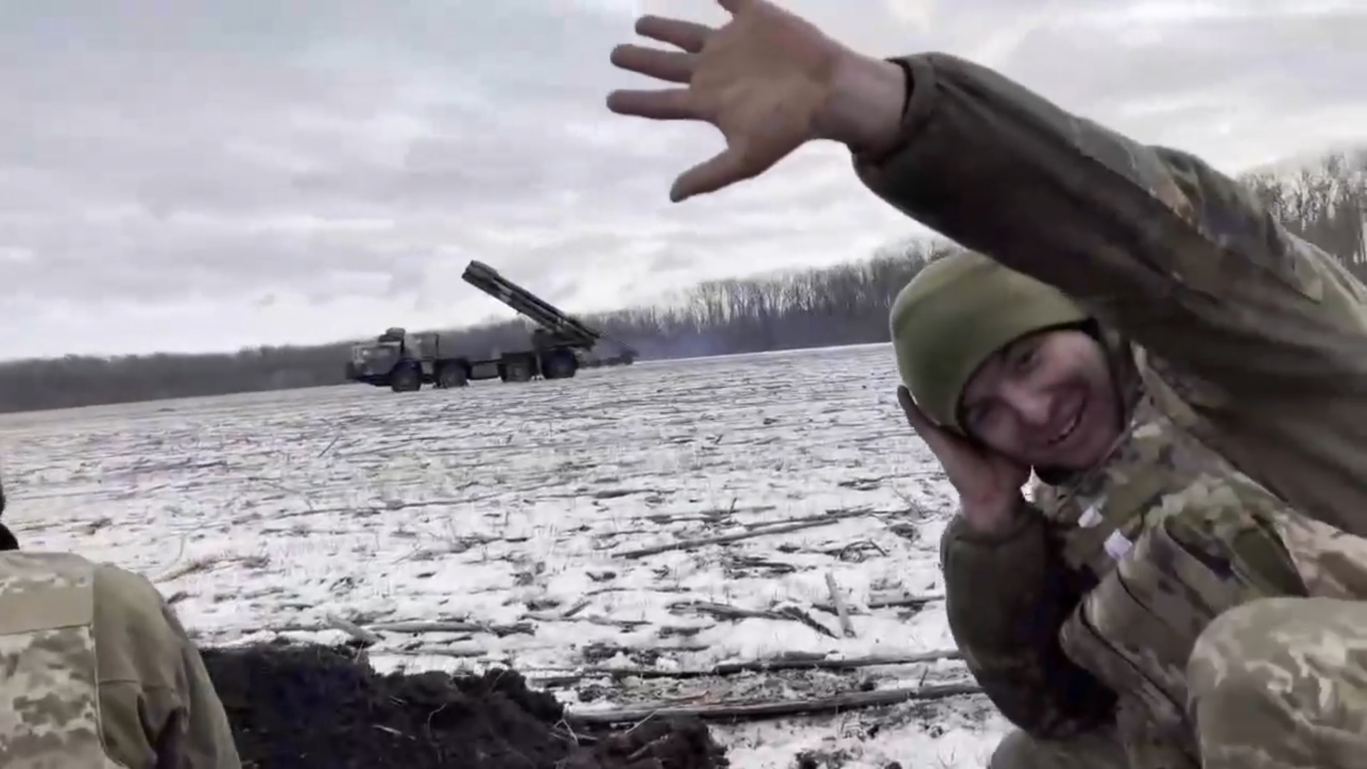 Ukrainian BM-30 "Smerch" Sends Rockets Downrange